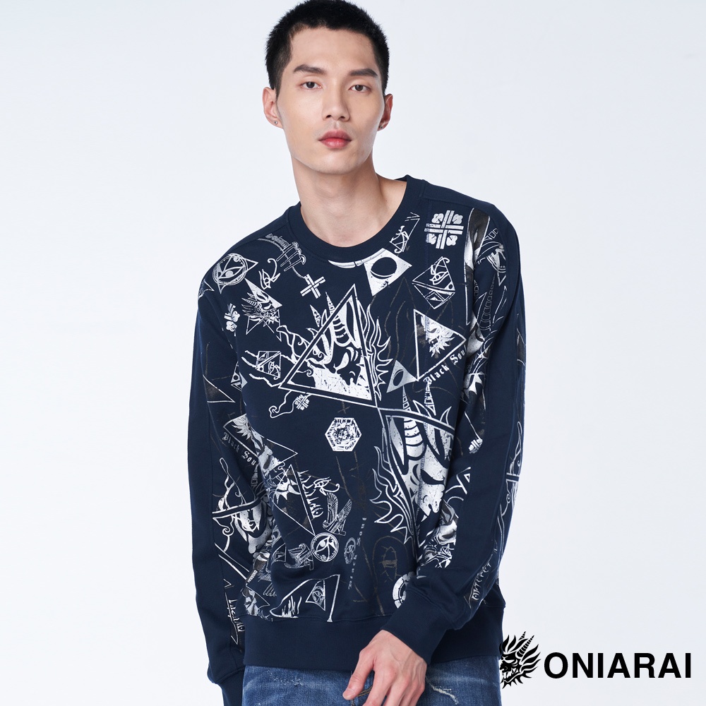 BLUE WAY 鬼洗 ONIARAI-荷魯斯滿版元素厚長TEE(藏青) | 蝦皮購物