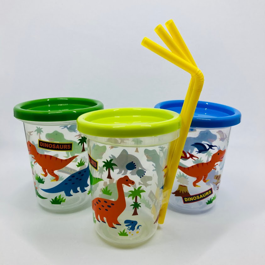 【玩潮日貨】*現貨*日本代購 日本製 SKATER 230ml 恐龍 透明 學習杯 水杯 吸管水杯 3入組 | 蝦皮購物