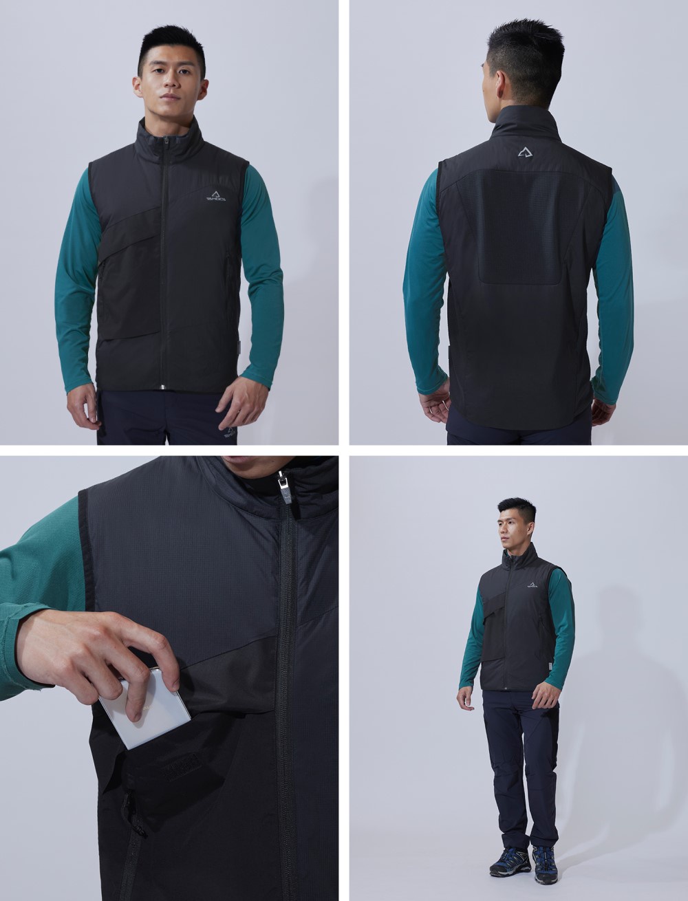 Okaga 輕量防風科技保溫棉登山背心 男款 黑色 | 蝦皮購物