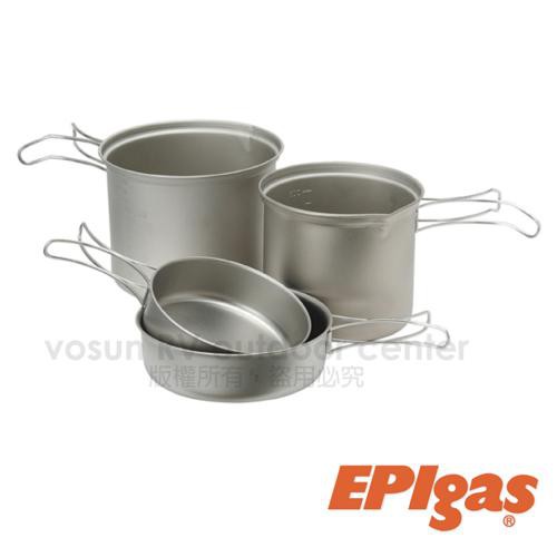 【日本 EPI.EPIgas】BP 超輕鈦合金鍋具組.雙人鈦鍋(二鍋二蓋)套鍋組.碗.平底煎盤_T-8007 | 蝦皮購物