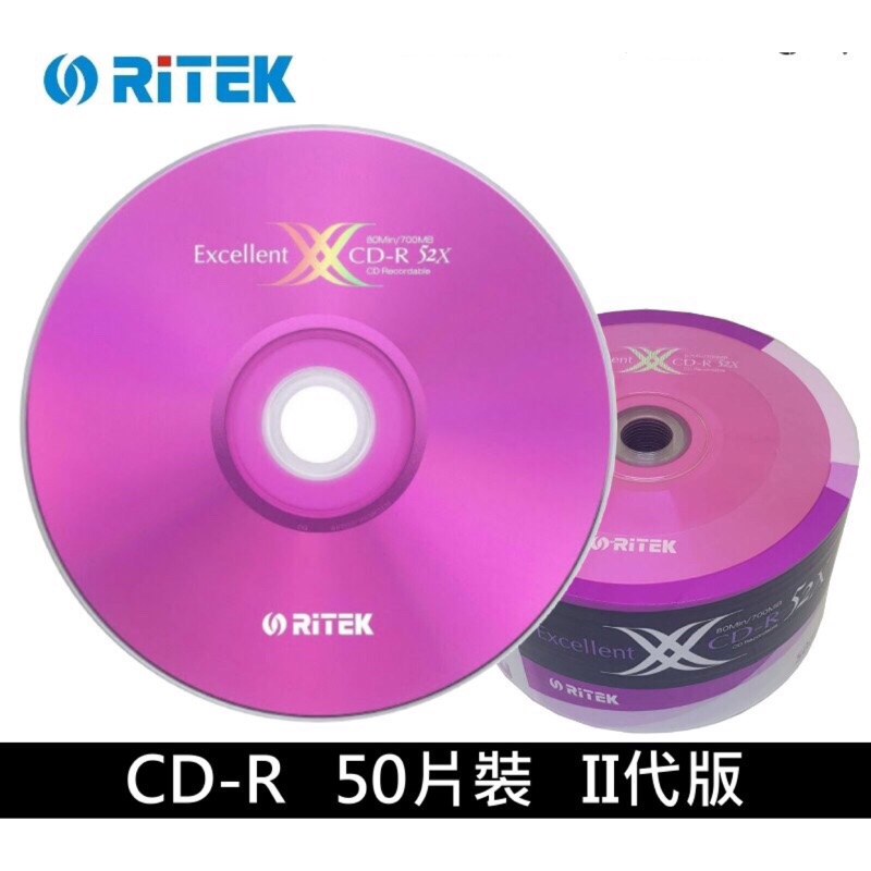 RiTEK 錸德 52x CD-R 空白光碟片 X版 原廠50片裝 | 蝦皮購物