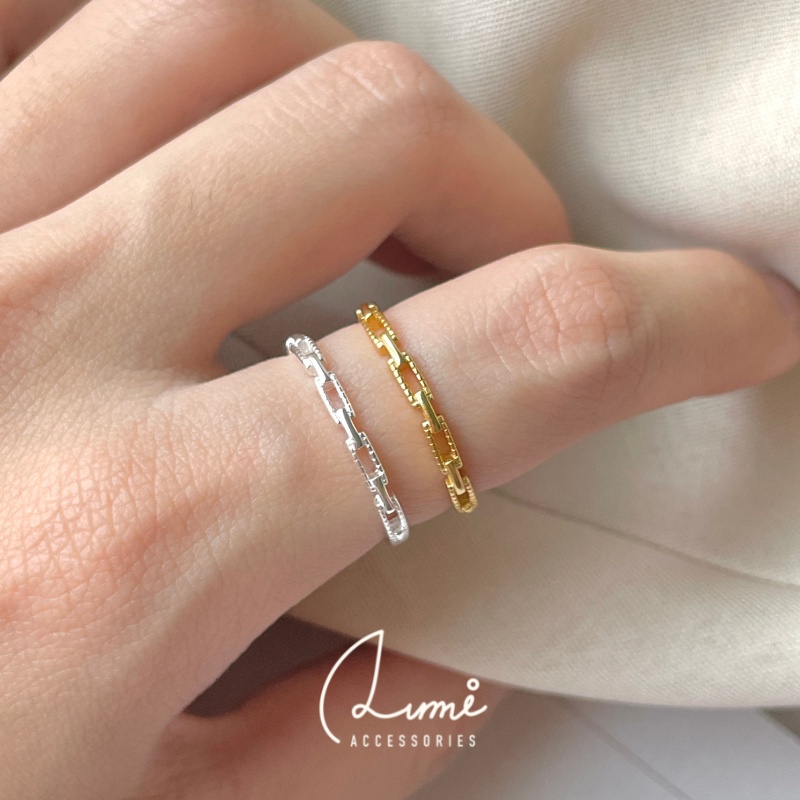 [ALUMI] 方扣銀戒｜S925純銀 鍍18K金 方形扣接 開口戒 戒指 飾品 銀戒 純銀戒指 | 蝦皮購物