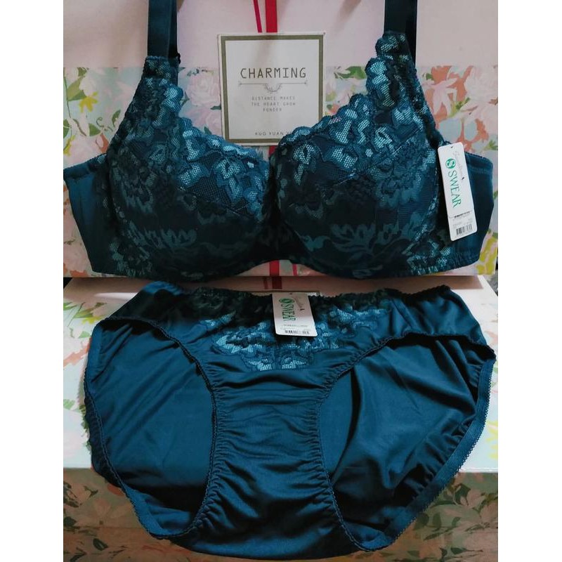 【思薇爾】SWEAR罌粟花吻80E=36E蕾絲包覆單內衣(薄霧藍綠） | 蝦皮購物