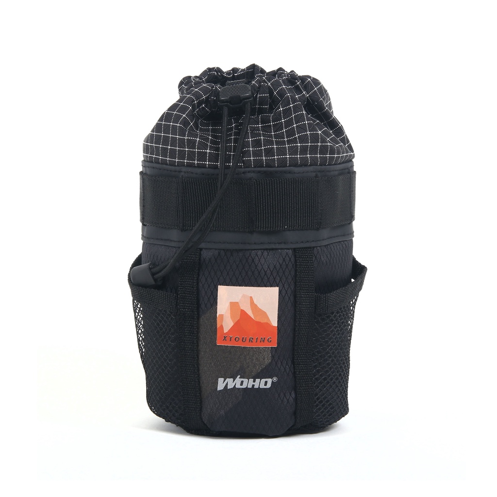 WOHO BIKE XTouring Almighty Cup 沃荷單車把手水壺袋補給袋 黑迷彩鑽石紋 單車旅行環島北高 | 蝦皮購物