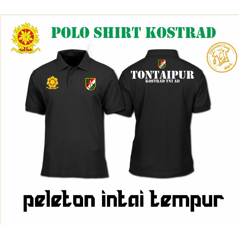 TONTAIPUR Kostrad Platoon Intai Tempur 黑色海軍陸軍 Polo 衫 | 蝦皮購物