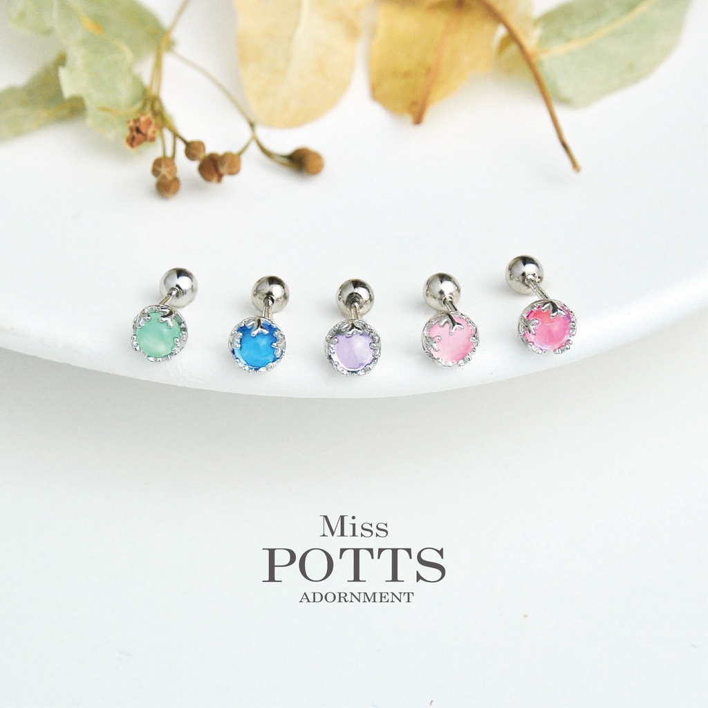 MissPotts 現貨｜鎖珠耳環系列 Irene 晨曦初露耳釘 S925純銀耳環 細針 轉珠耳環 琉璃 耳棒 耳針 | 蝦皮購物