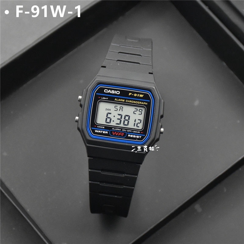 日本卡西歐復古小方塊電子表學生時尚運動防水手錶男女F-91W-1「寶貝嚴選」 | 蝦皮購物