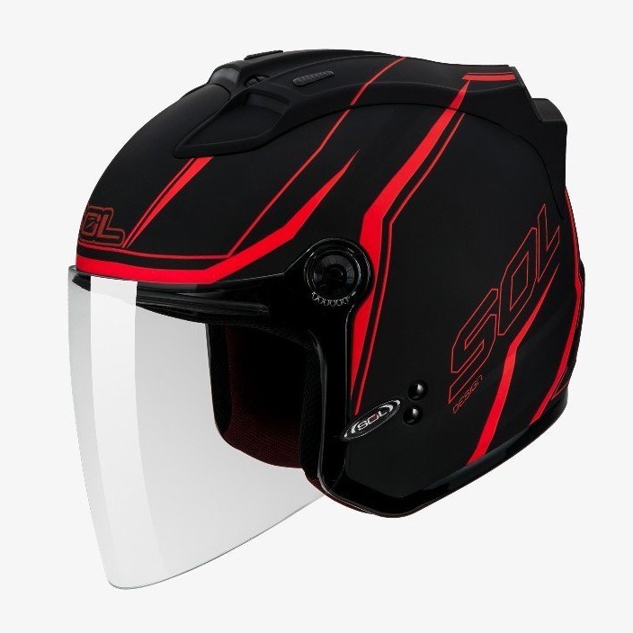 SOL 安全帽 27S SL-27S 天際 消光黑紅 半罩 3/4罩 通風透氣 LED燈 雙D扣《比帽王》 | 蝦皮購物