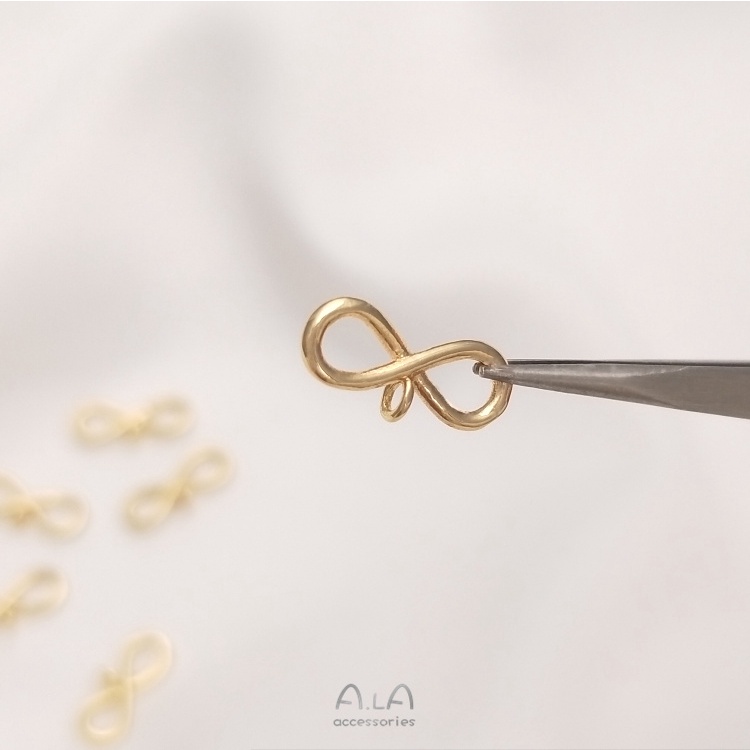 Ala---14K包金保色小8字扣帶吊環8字形帶掛圈手工diy首飾品連接配件材料 | 蝦皮購物