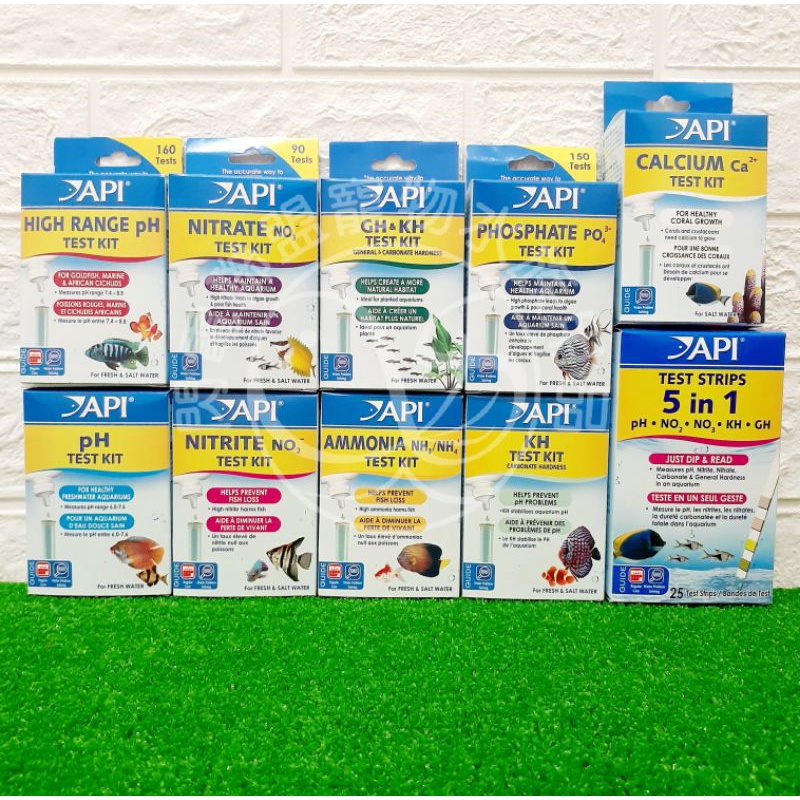 【閃電聯盟】魚博士 API 測試劑 PH、NO2、NO3 、NH3、PO4、GH/KH、KH、CA、 5合一測試片 | 蝦皮購物