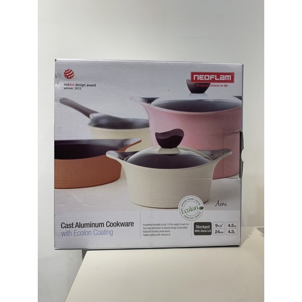 NEOFLAM 24cm陶瓷不沾湯鍋+玻璃鍋蓋(EK-AG-C24) | 蝦皮購物