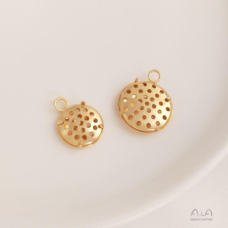 ALGD22-保色14K銅包真金項鏈吊墜網盤托圓盤墜子diy蓮蓬頭手工毛衣鏈掛件 | 蝦皮購物