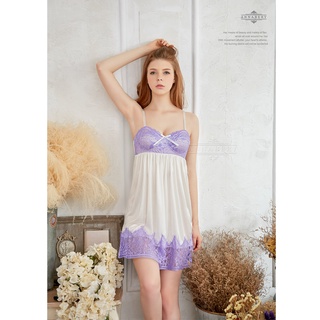 【台灣現貨 24H】★大尺碼Annabery唯美紫白雙色柔緞性感睡衣【CanBuy】 | 蝦皮購物