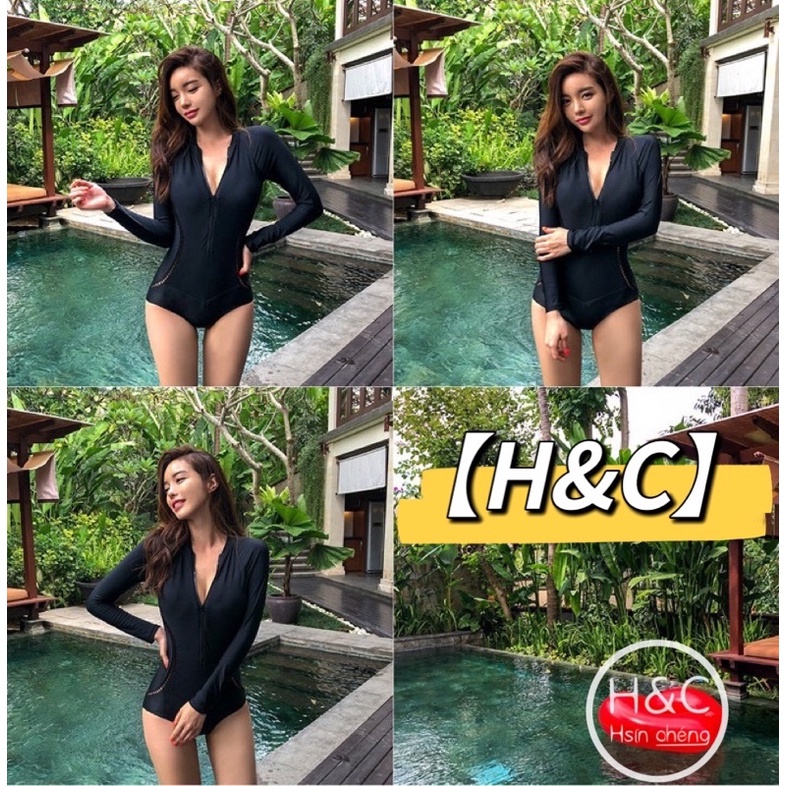 【H&C】韓國性感 連身 泳裝 比基尼 衝浪 浮淺 潛水衣 泳衣 女生 【H17】長袖 防曬衣 溫泉游泳衣 | 蝦皮購物