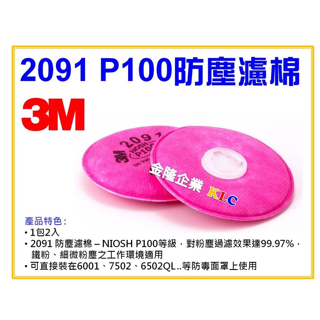 【天隆五金】 (附發票) 3M 2091 P100 防塵濾棉 過濾粉塵達99.97% | 蝦皮購物