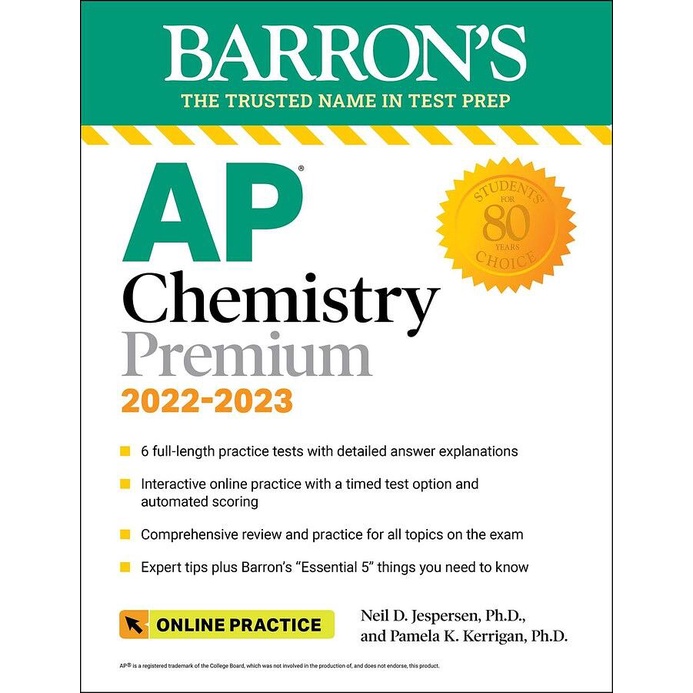 AP Chemistry Premium, 2022-2023: 6 Practice Tests, Comprehensive ...