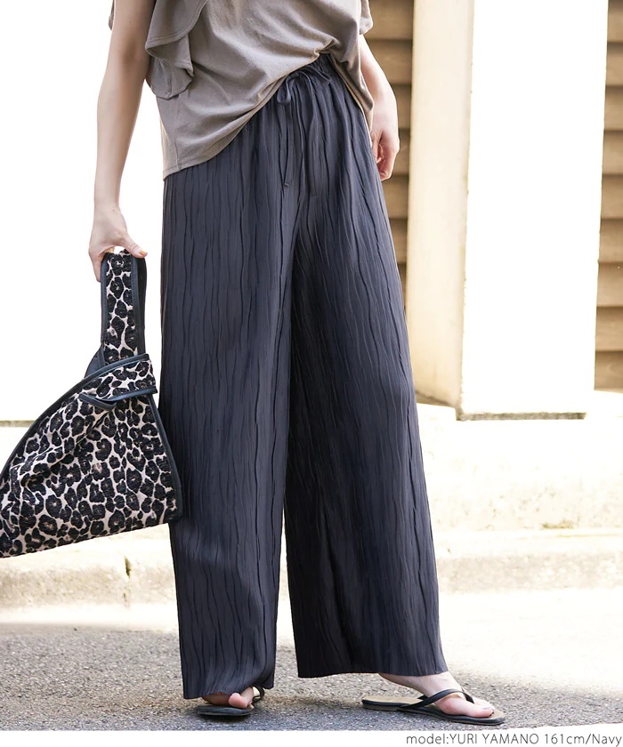 現+預 💟 上閃閃新色 💕 FLORA 【 a 309 】 水波紋 皺摺 涼爽 抽繩 寬褲 | 蝦皮購物