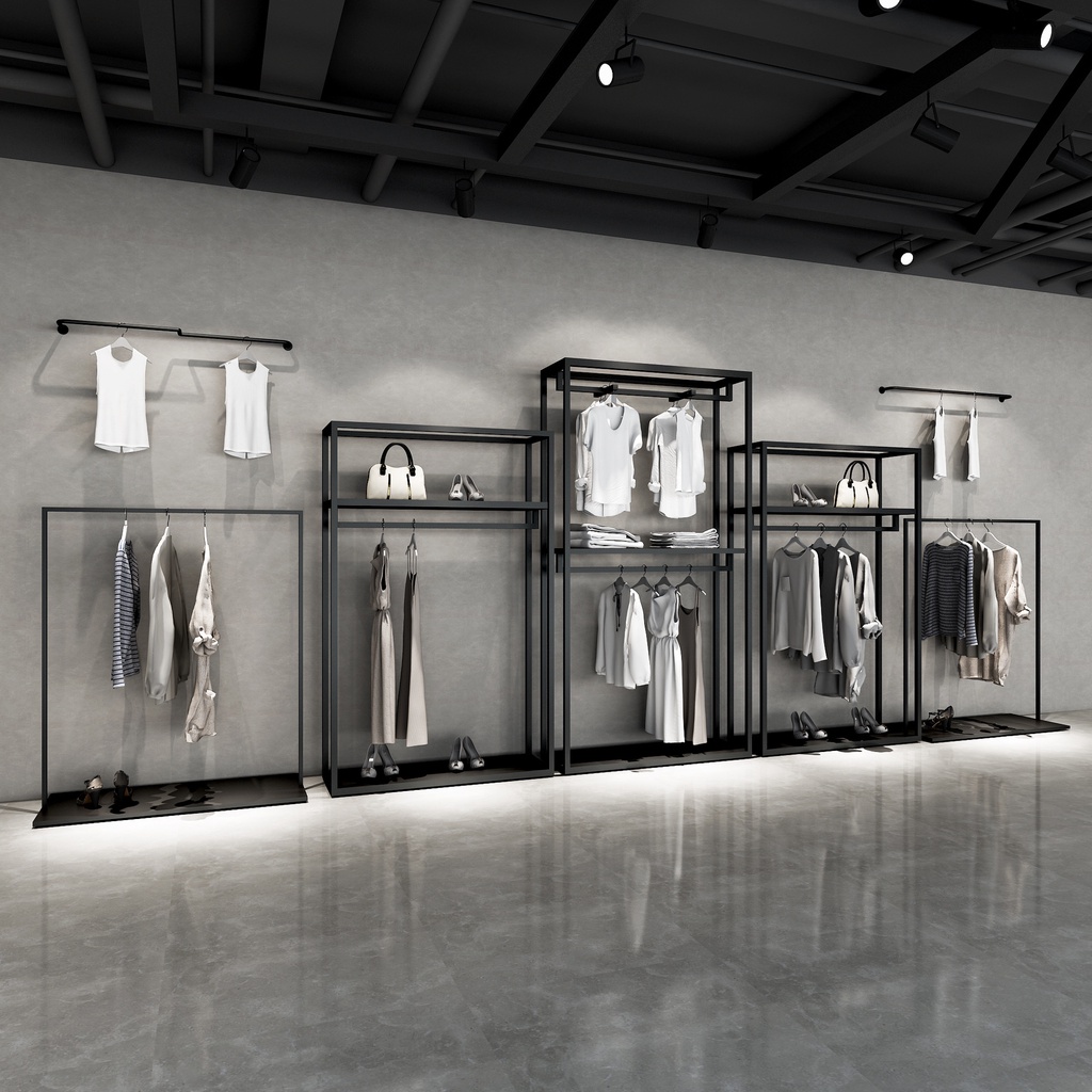 全新【服裝展示架 掛衣桿架子】服裝店展示架雙層西裝展示櫃夏裝衣服架男裝掛衣架落地式高檔貨架 YCEA | 蝦皮購物