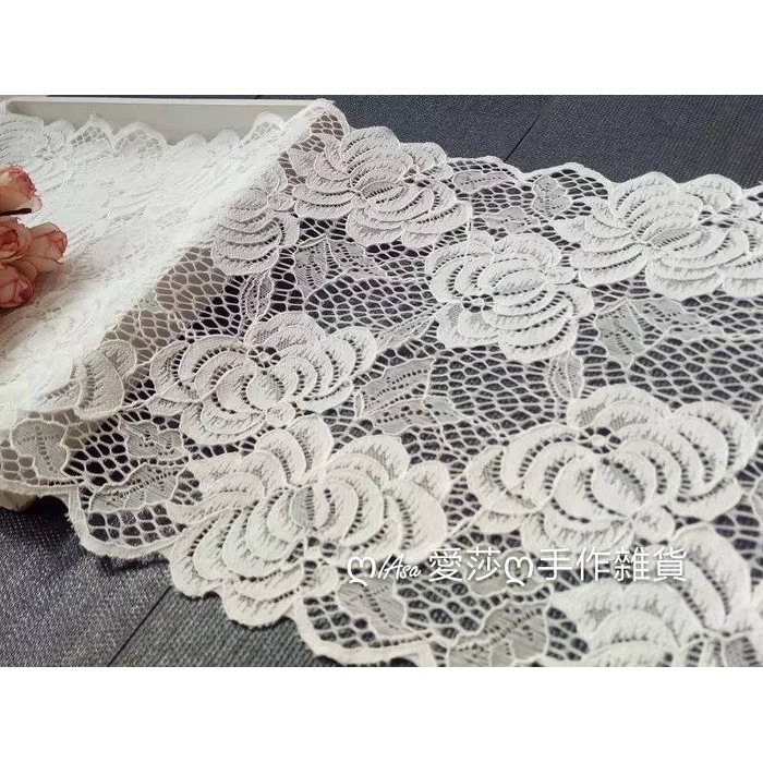 《iAsa愛莎の》手作材料 彈力玫瑰花蕾絲花邊彈力花邊裙擺手套花邊DIY服裝輔料寬18cm | 蝦皮購物