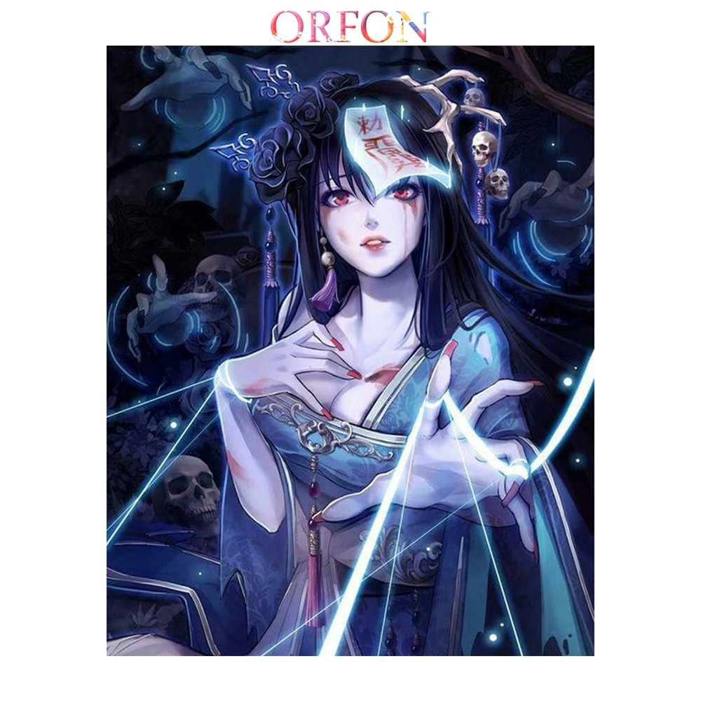 【ORFON】古風 暗黑風格 少女動漫 日本少女 數字油畫40*50cm 裝飾畫填色簡單手工diy作品 家居裝飾擺件 | 蝦皮購物