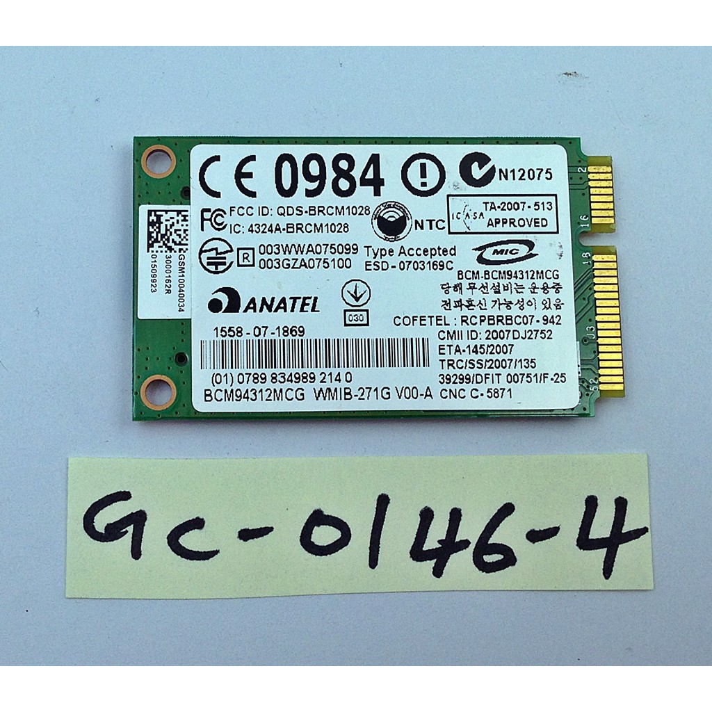 【冠丞3C】Broadcom BCM94312MCG DW1395 Mini PCI-E 無線網卡 GC-0146-4 | 蝦皮購物