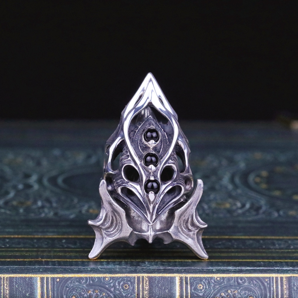 【Silver Monsters】日本手作匠級 曲線異形 Ability Normal 原創設計 黑瑪瑙鑲嵌 純銀戒指 | 蝦皮購物