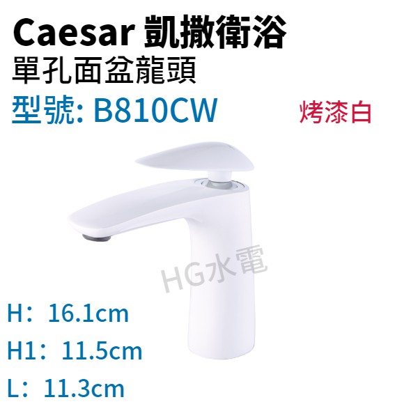 🔸HG水電🔸 Caesar 凱撒 單孔面盆龍頭 B810CW 烤漆白 | 蝦皮購物