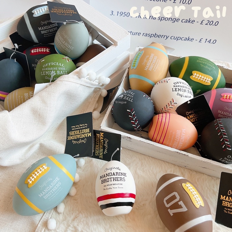 Chëer Tail 現貨🏈日本樂天Mandarine Brothers發聲乳膠狗狗玩具球 寵物棒球 日本MB橄欖球 | 蝦皮購物