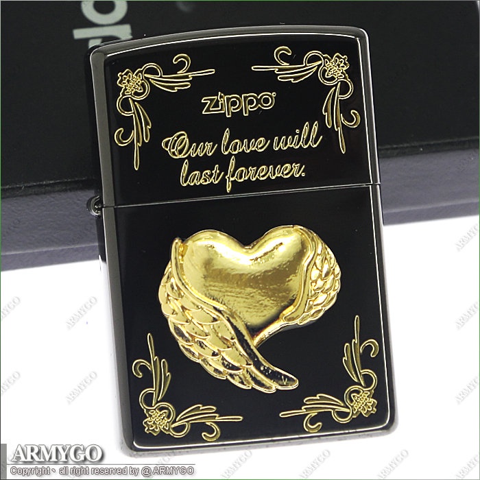 【ARMYGO】ZIPPO原廠打火機-日系-Heart Wing系列 NO.ZBT-2-40C (黑色款) | 蝦皮購物