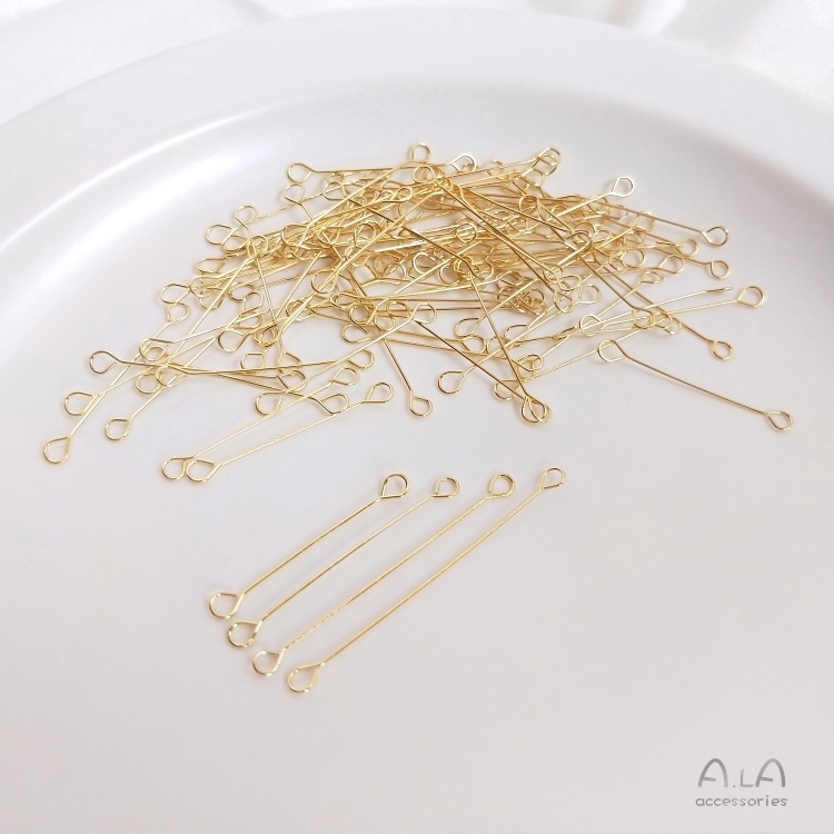連接棒 耳環 diy 14k 包金 鈦鋼 銅包金 保色 雙頭 9字針 鍍純銀 18K 不鏽鋼 飾品材料 | 蝦皮購物