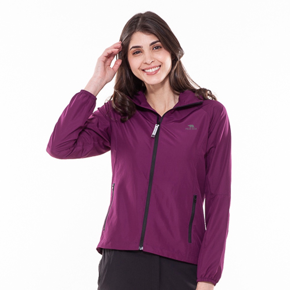 【POLAR BEAR】女連帽抗UV口袋收納外套-紫紅-22J01 | 蝦皮購物