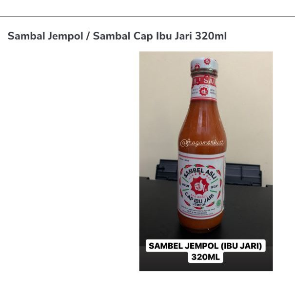 Sambal Cap Ibu Jari / Jempol 320ml 拇指牌辣醬 | 蝦皮購物