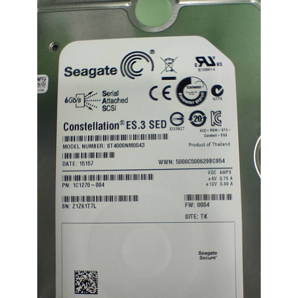 SEAGATE ST4000NM0043 4000G SAS伺服器、高階工作站、NAS、陣列櫃硬碟 4TB 4T【興威】 | 蝦皮購物