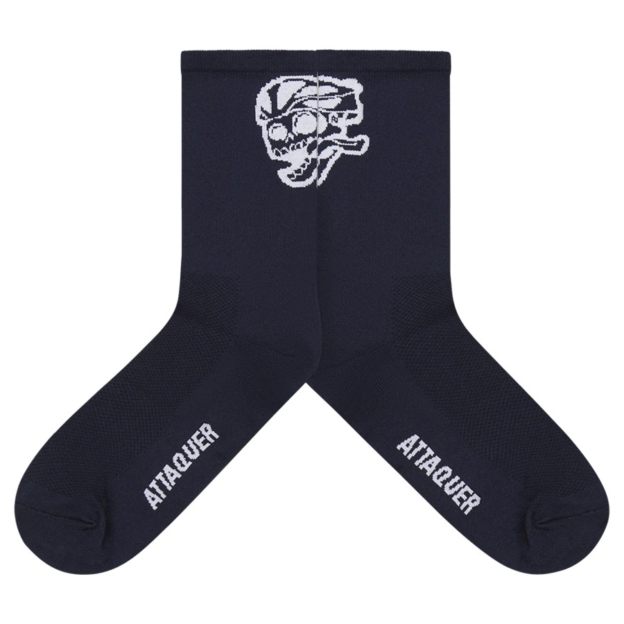 【YAO BIKE】ATTAQUER SOCKS NAVY SKULL LOGO 襪子 | 蝦皮購物