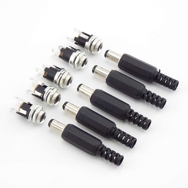 5 件螺絲螺母面板安裝連接器 12V 5.5*2.1mm DC 公插頭 DC022 DC-099 電源插座母插孔 | 蝦皮購物