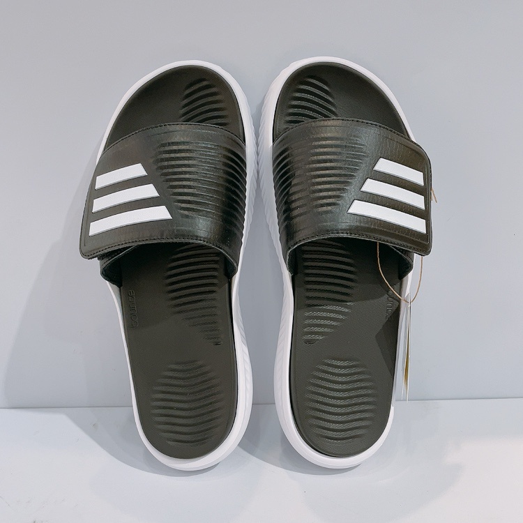 adidas ALPHABOUNCE SLIDE 男生 黑白色 魔鬼氈 海綿 軟底 舒適 拖鞋 GY9415 | 蝦皮購物