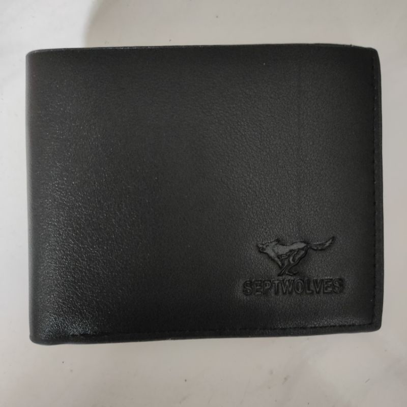 全新 Septwolves七匹狼 黑色短夾 皮夾 wallet | 蝦皮購物