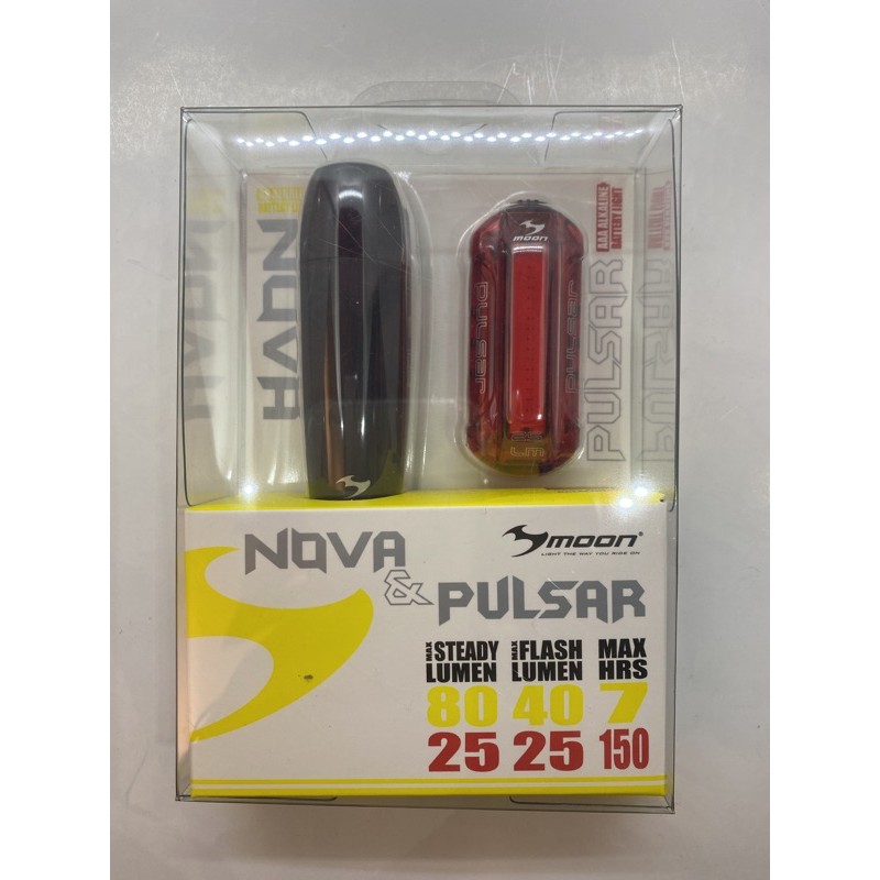 Moon Pulsar＋NOVA 80－前燈＋後燈組 使用電池 頭燈 尾燈／附支架、電池、O形圈、皮帶夾 | 蝦皮購物
