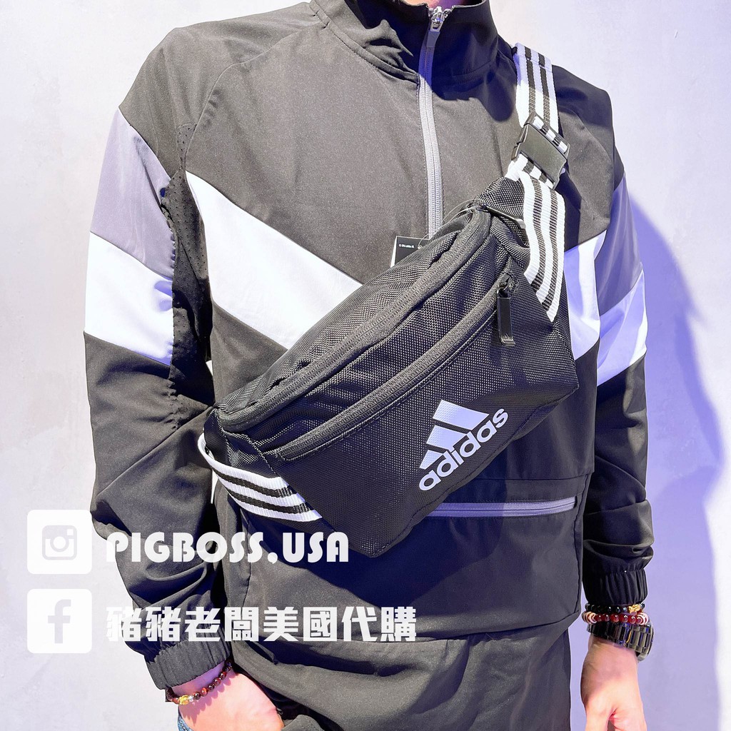 【豬豬老闆】ADIDAS CLASSIC WAIST BAG 黑白 三線 休閒 側背包 腰包 GE4645 | 蝦皮購物