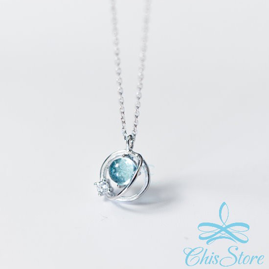 CHISSTORE【水星】星球 星星 藍水晶 水鑽 藍晶石 鎖骨項鍊 細項鍊 防過敏項鍊 抗過敏 S925純銀項鍊 項鏈 | 蝦皮購物