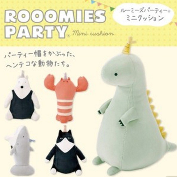 日本直送 正版代購 Roomies Party 派對動物 可立式 玩偶/娃娃/抱枕 鯊魚/恐龍/貓咪/食蟻獸/龍蝦 | 蝦皮購物