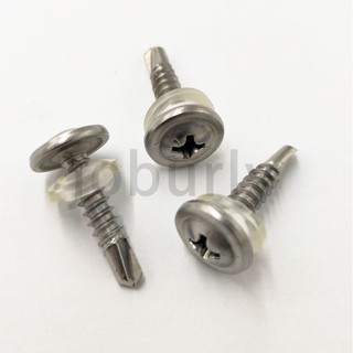 【susumy】白鐵 大扁頭自攻釘(附墊片) #8*3/4" 不銹鋼410 小蜜蜂 十字自攻釘 | 蝦皮購物