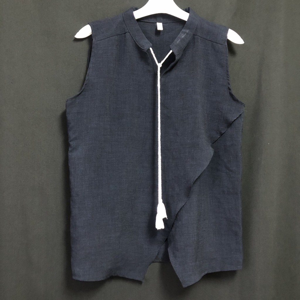 [二手]流蘇綁帶開衩無袖上衣 棉麻材質 背心 韓國製 九成新 | 蝦皮購物