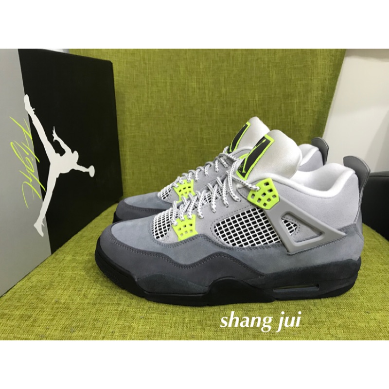 專櫃購入～Air Jordan 4 Retro SE Neon us10 螢光綠 反光 max95 灰綠 麂皮 AJ4 | 蝦皮購物