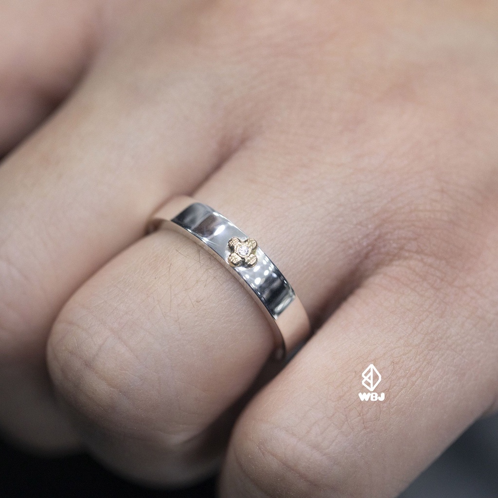 WBJ訂製珠寶 18K點金圖案戒指 s925戒圈 情侶對戒 (雪花/十字/笑臉/美金) | 蝦皮購物