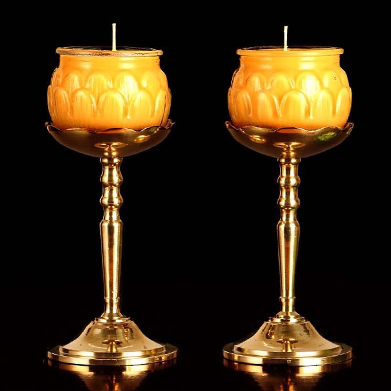 as86 純銅琉璃蓮花燭臺簡約香薰小燭臺 玻璃蠟燭臺 供佛酥油燈座供燈 | 蝦皮購物