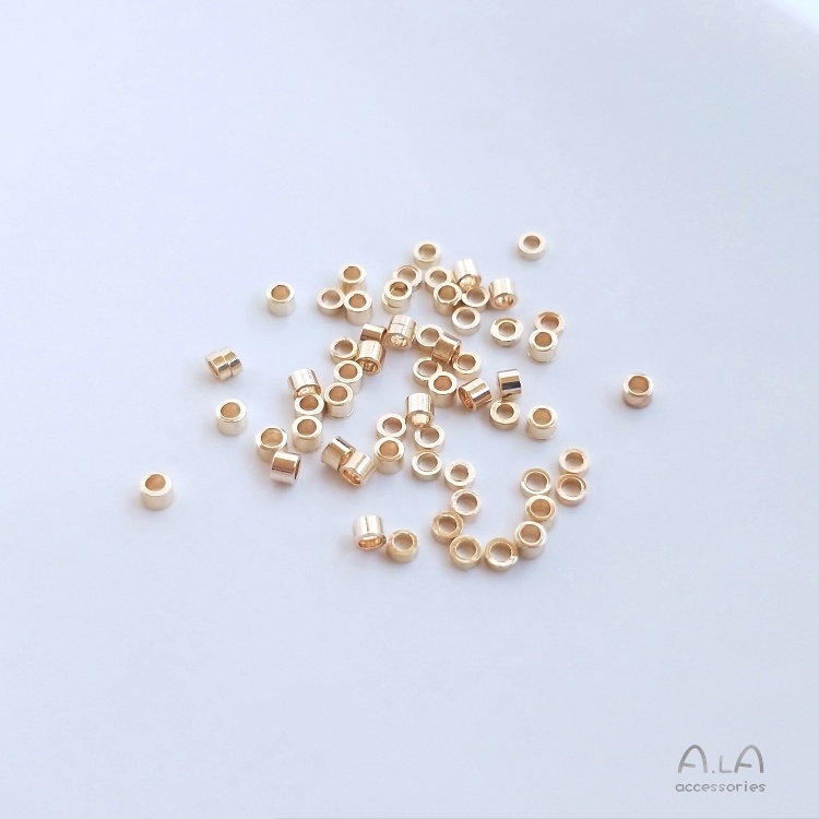 ALGD22-保色14K包金定位管鋼絲線收尾圓管直管不可夾扁隔珠DIY串珠鏈材料 | 蝦皮購物