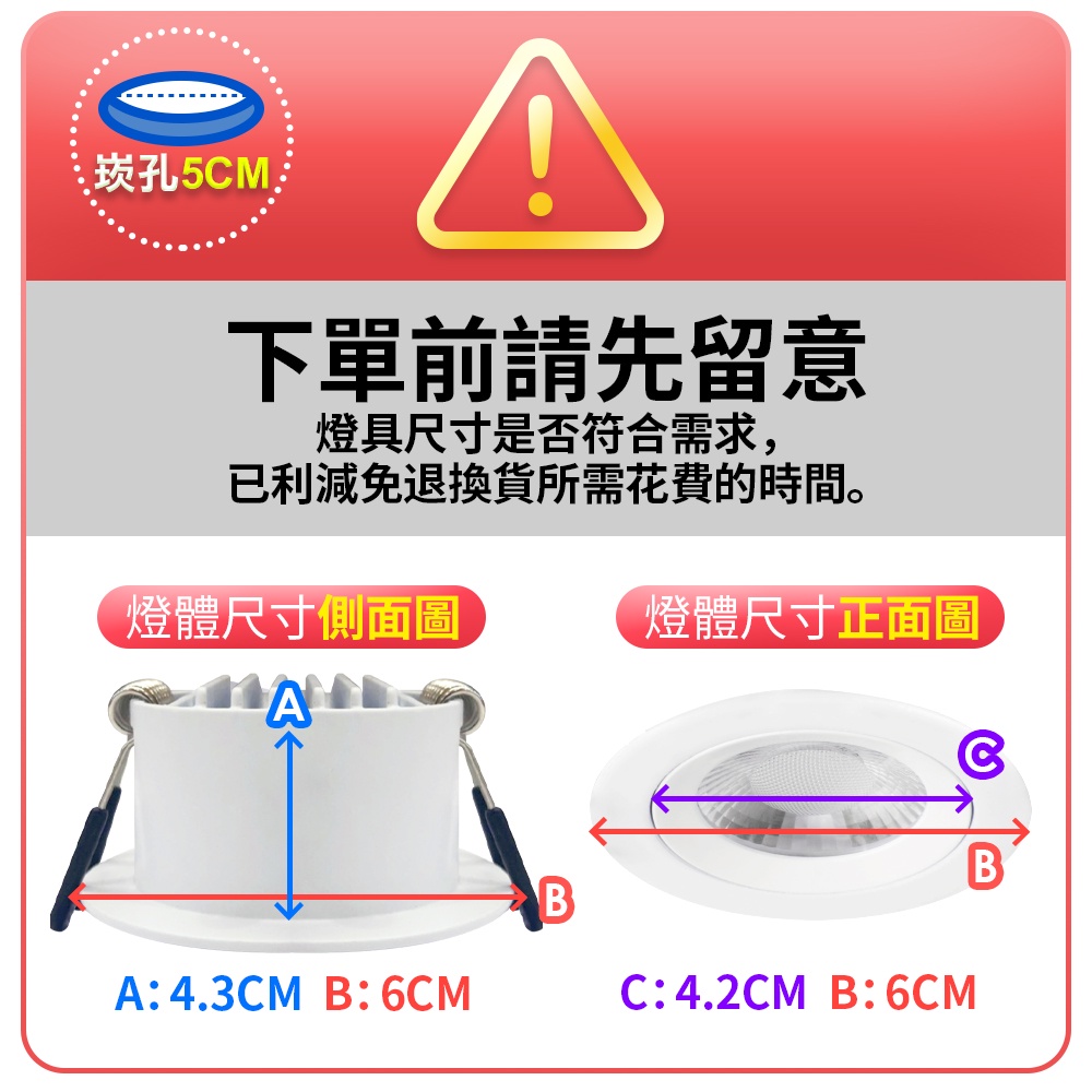 【DanceLight舞光】5CM嵌孔 3W窄角投射LED浩克崁燈 2年保固(黃光)-4入組 | 蝦皮購物