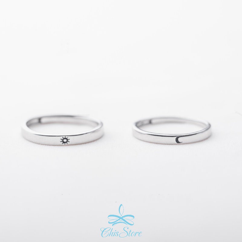 CHISSTORE 銀飾【朝與暮】韓國 太陽 月亮 女 情侶對戒 開口戒指 可調式戒指 防過敏戒指 男 S925純銀戒指 | 蝦皮購物