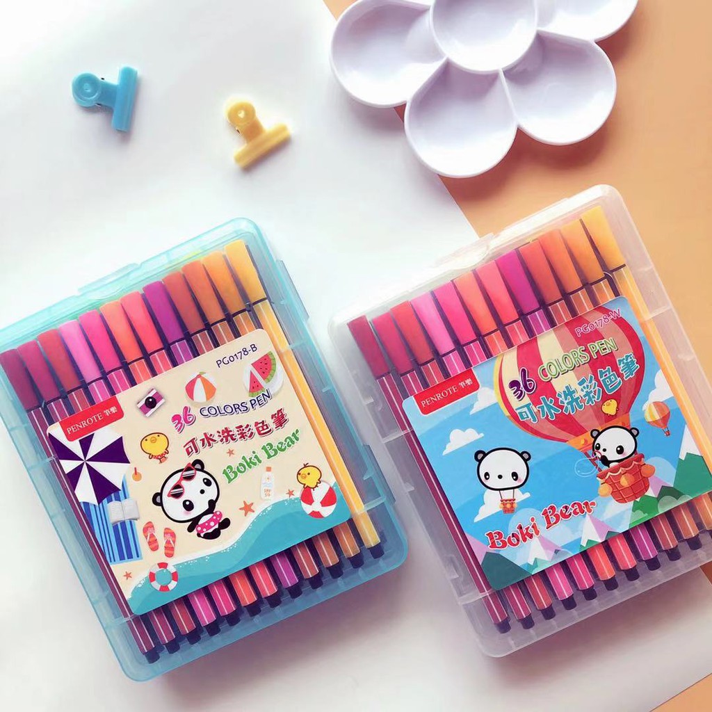 筆樂PENROTE★36色細桿盒裝水洗彩色筆/細字/PG0178 | 蝦皮購物